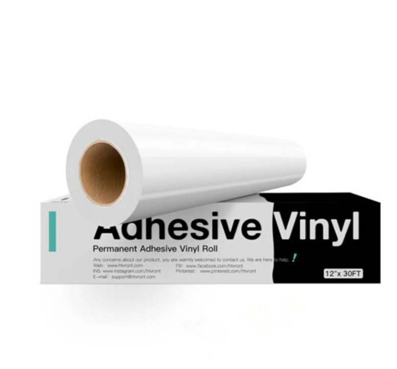 HTVRONT White Vinyl for Permanent Vinyl Roll - 12" x 30FT Adhesive Vin ...